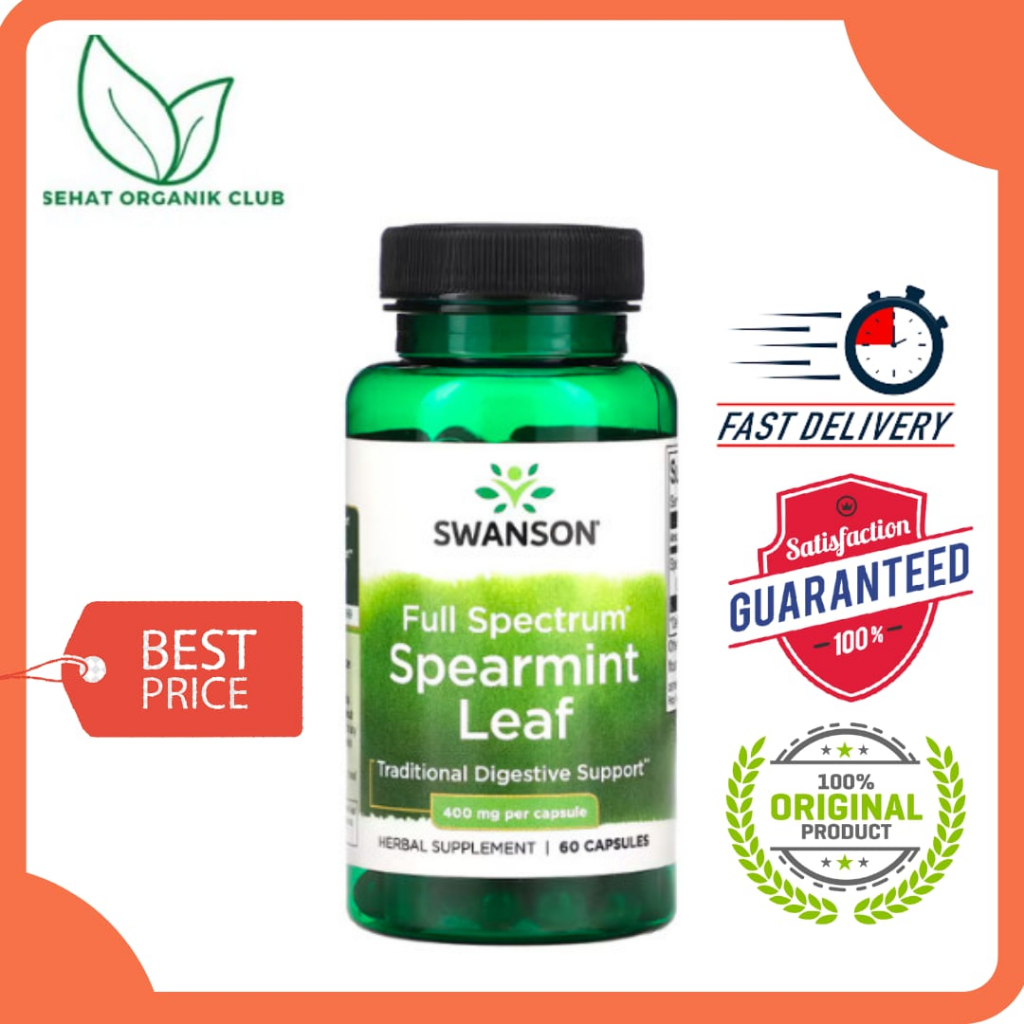 Jual Swanson Full Spectrum Spearmint Leaf 400 mg 60 Capsules | Shopee ...
