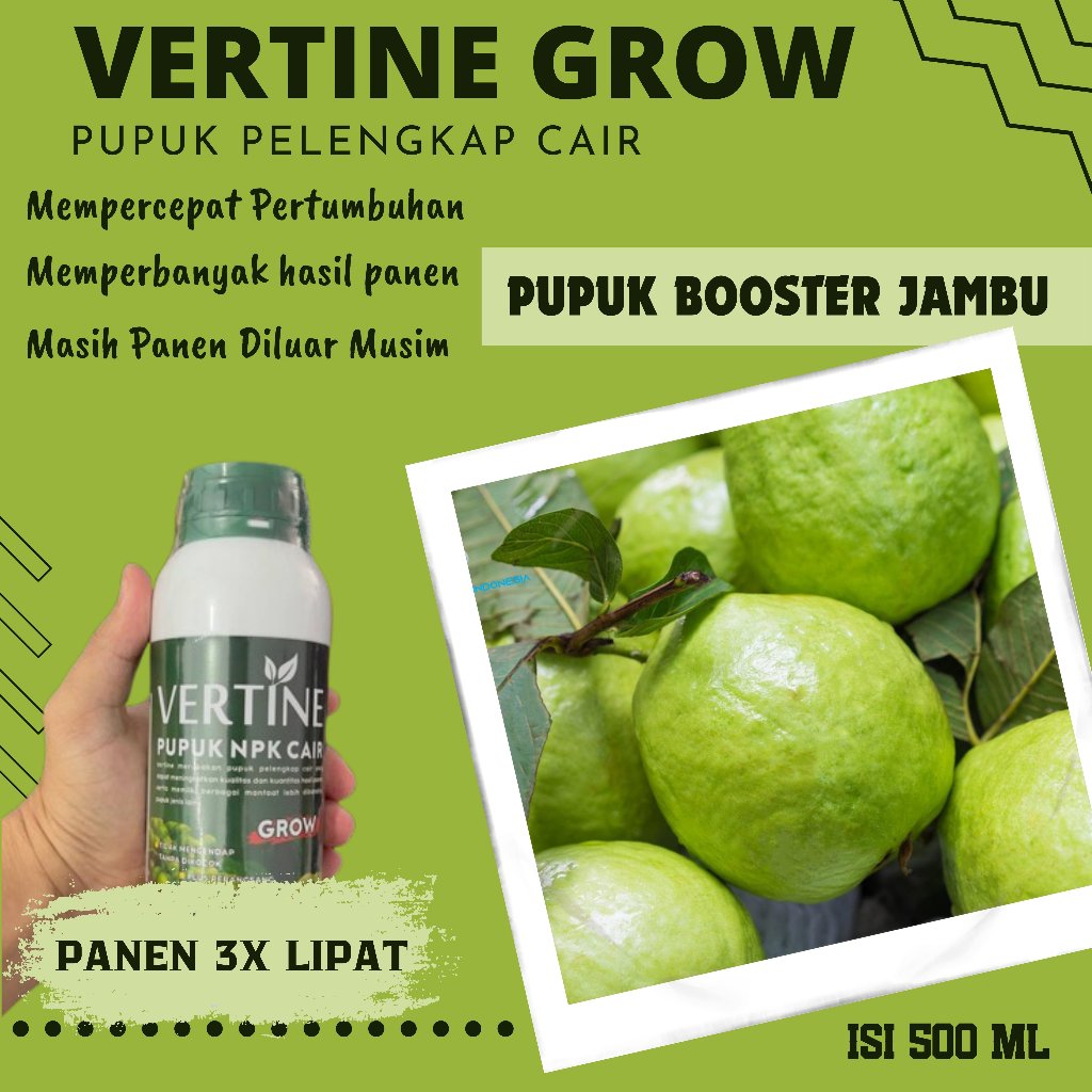 Jual PUPUK NPK CAIR VERTINE GROW 500 ML Pupuk Semprot Pelebat Tanaman Jambu Kristal - Pupuk ...