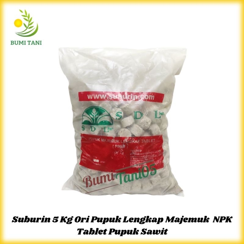Jual Pupuk Majemuk Lengkap Tablet PMLT NPK Suburin 5 Kg Original ...