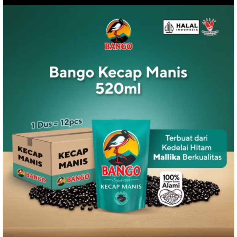 Jual Bango Kecap Manis 520ml/720 gr 1 Dus karton, isi 12 pcs | Shopee ...