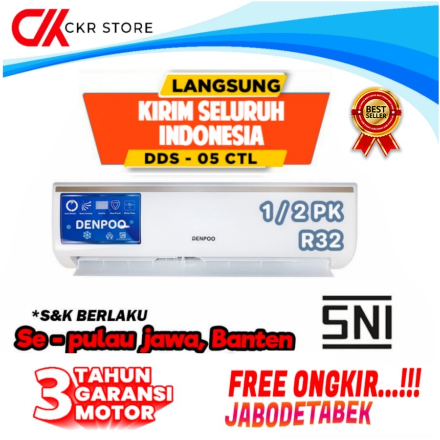 Jual AC SPLIT DENPOO DDS 05CTL 1/2 PK ( UNIT ONLY ) INDOOR & OUTDOOR ...