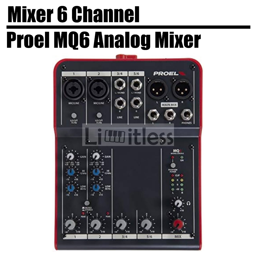 Jual Mixer 6 Channel Proel MQ6 Analog Mixer 6 Channel With Phantom ...