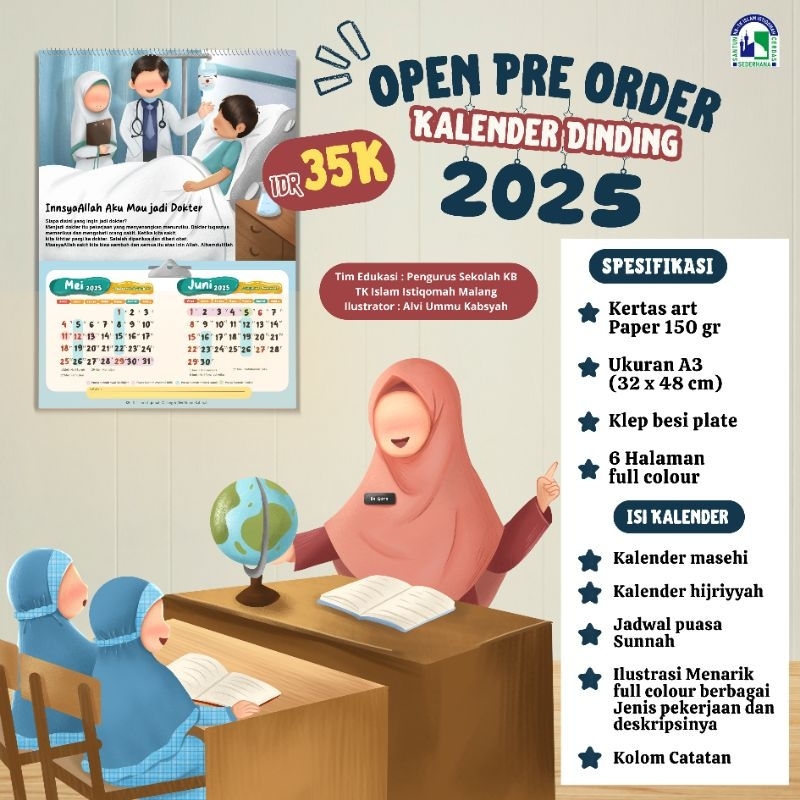 Jual Kalender Dinding 2025 Spesial Edukasi Tema Profesi | Shopee Indonesia