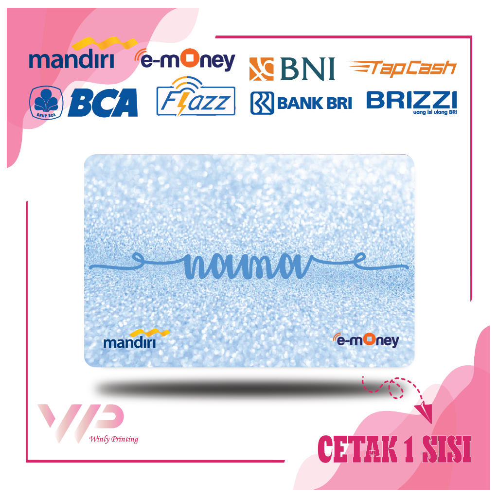 Jual KARTU EMONEY NAMA BLUE BIRU MUDA GLITTER CUTE LUCU 15 E MONEY E ...