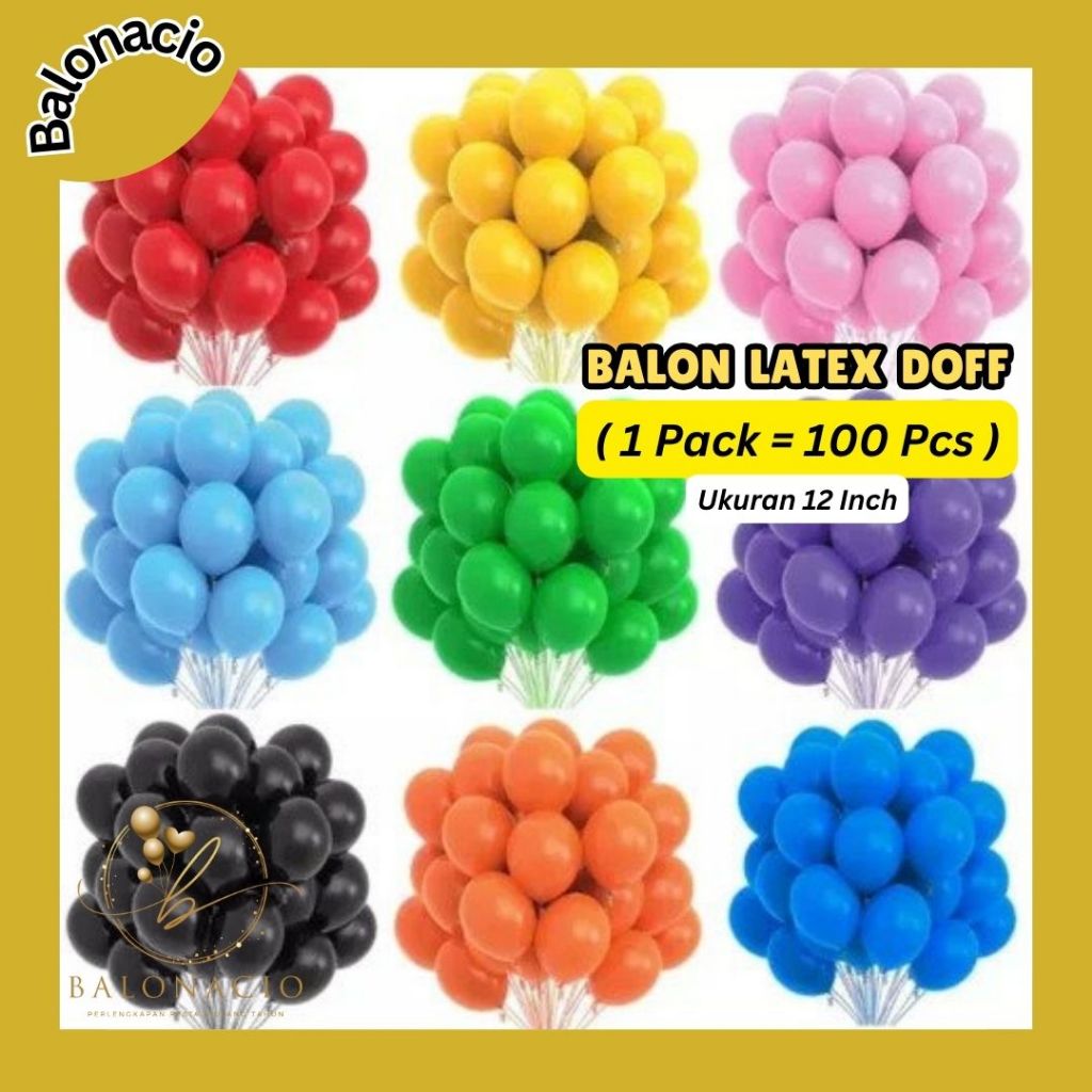 Jual Balon Latex Doff 1 Pack Isi 100 Pcs / Balon Ulang Tahun Ukuran 12 ...