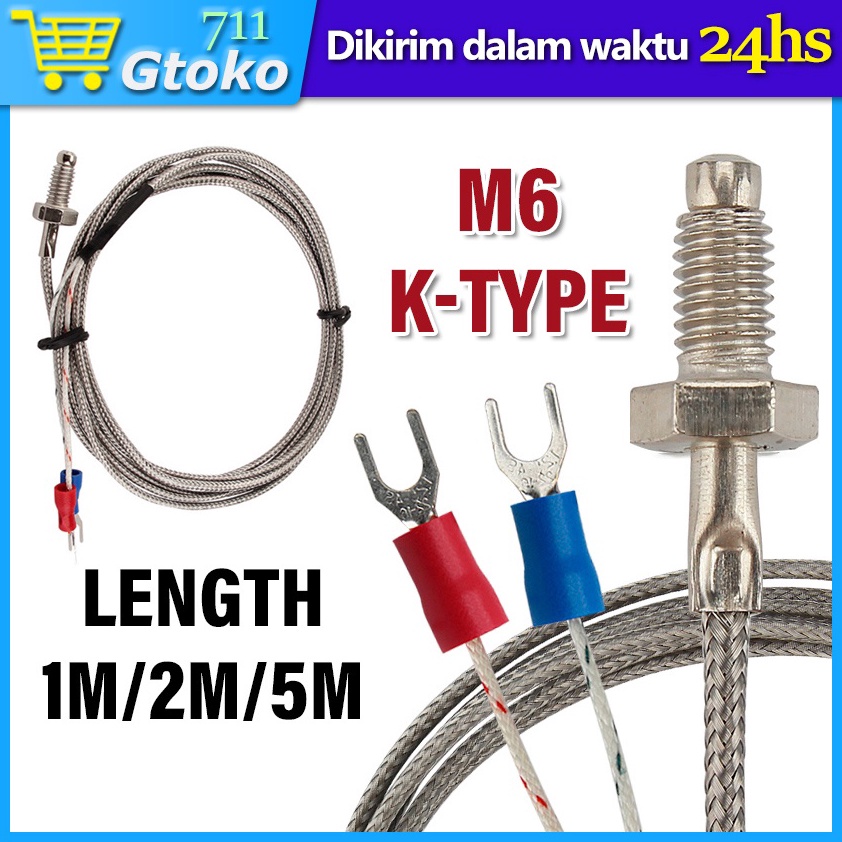 Jual Thermocouple Termokopel Sensor Type K Drat M6 Kabel C Panjang 1 ...
