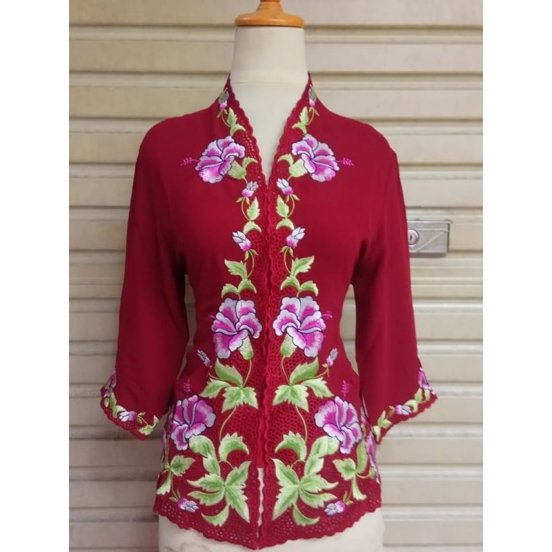 Jual COD- REALPICT ATASAN KEBAYA ENCIM BAHAN KATUN RUBIAH MOTIF BUNGA ...