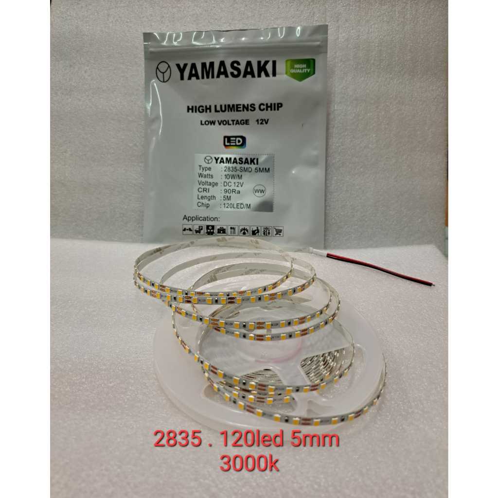 Jual YAMASAKI Led strip 2835 12V 120L 5mm Indoor IP33 - 5 meter NON - GEL PREMIUM QUALITY ...