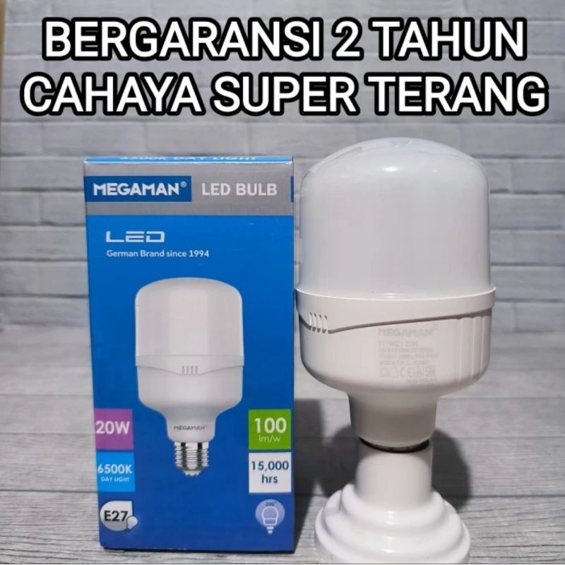 Jual MEGAMAN Lampu Led T Bulb 20W 20 Watt Cahaya Putih Garansi 1 Tahun ...