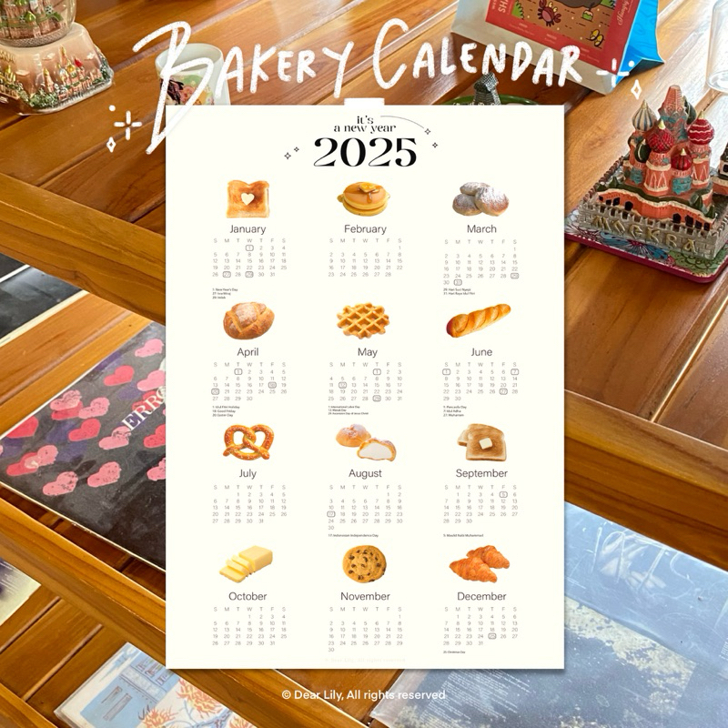 Jual Kalender 2025 Roti Pastry Korea Retro Aestetik / Calendar ...