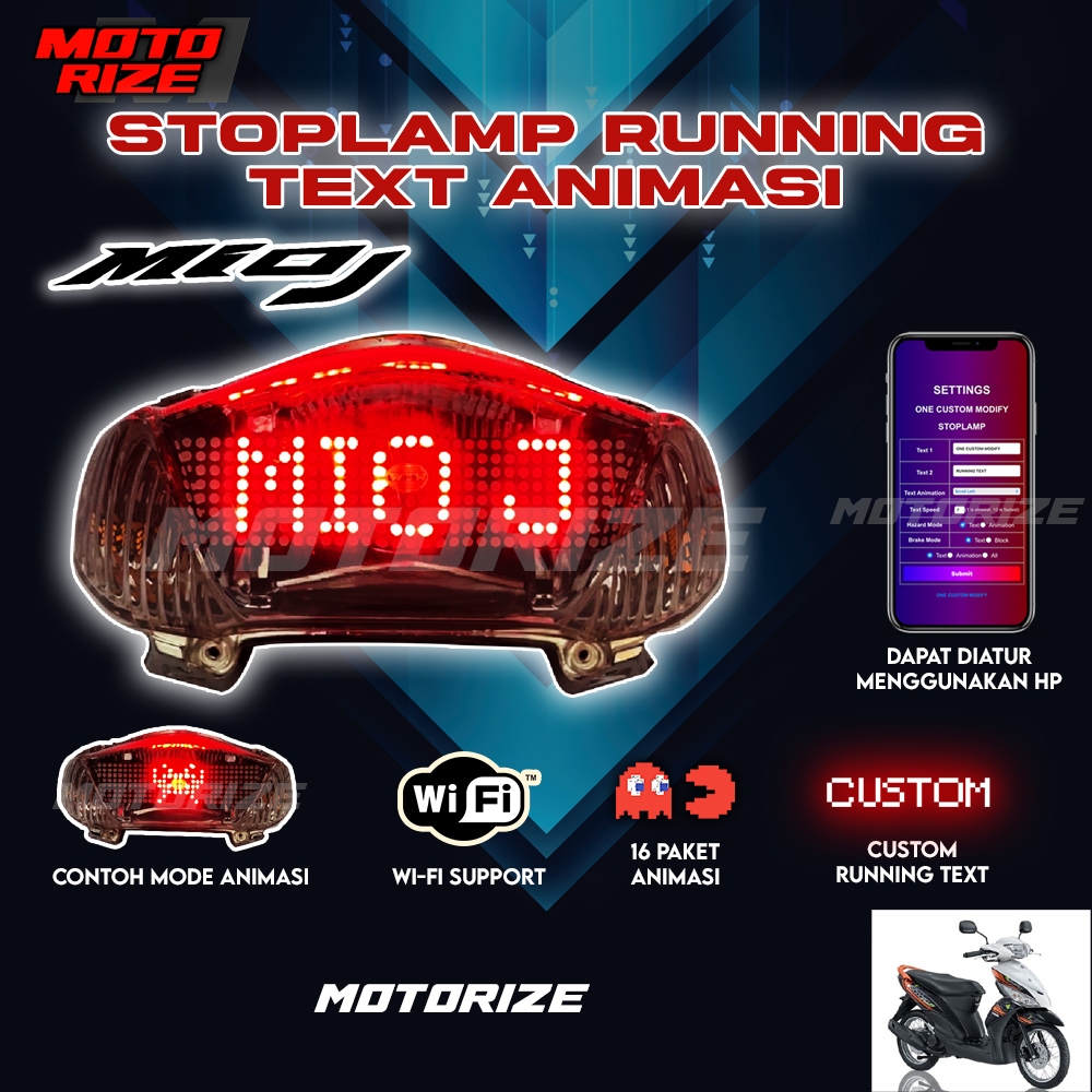 Jual Stoplamp Running Text Animasi Mio J / Mio GT Lampu LED Rem ...