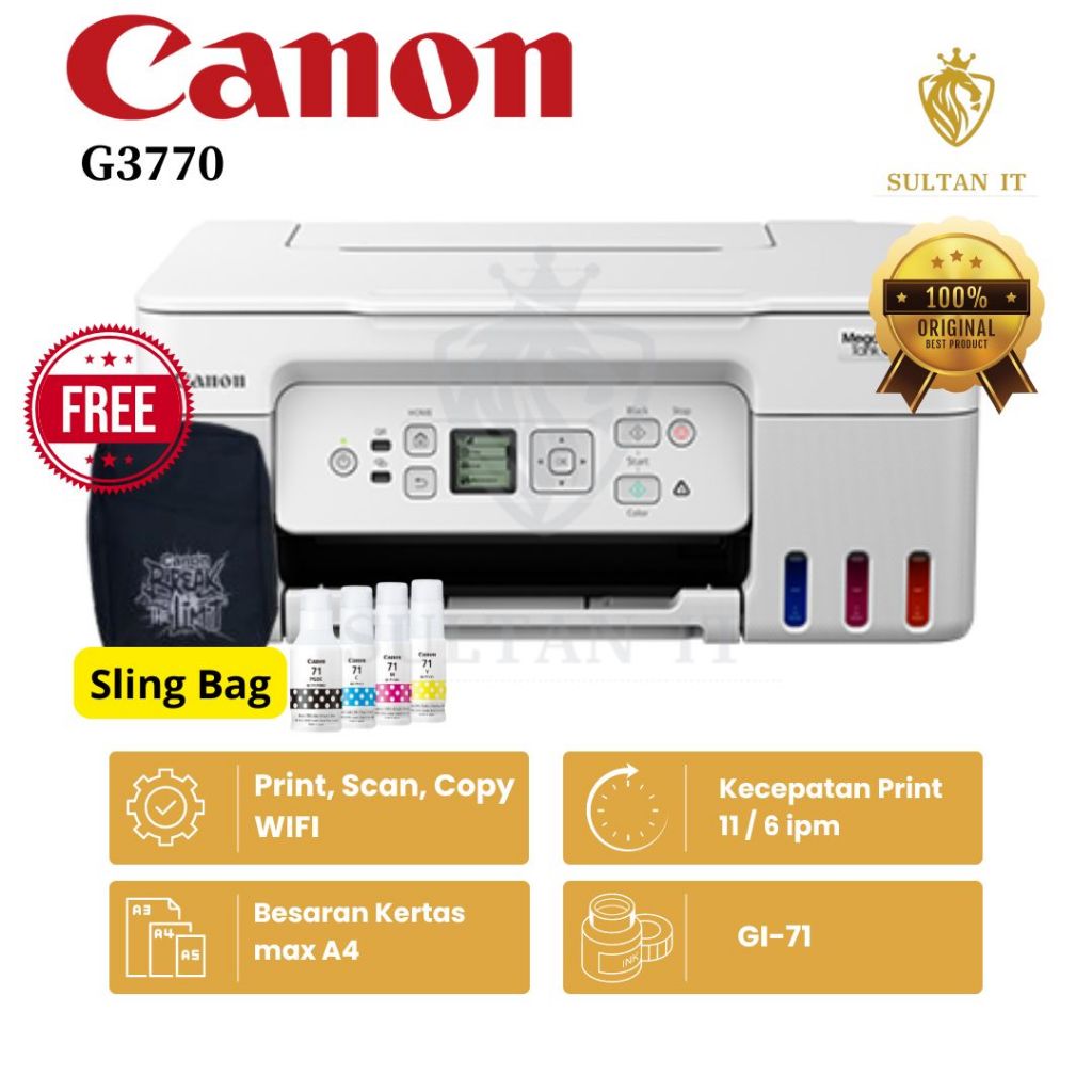 Jual Printer Canon Pixma G3770 White All In One Wifi Original - Free ...