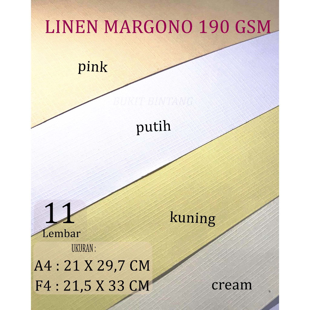 Jual KERTAS LINEN MARGONO 190 GSM UKURAN A4 / F4 , 11 LEMBAR | Shopee ...