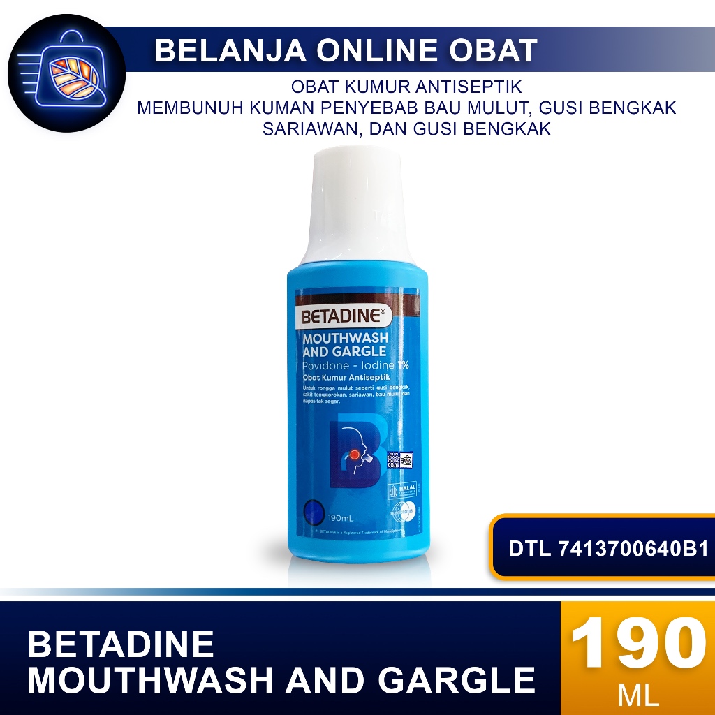 Jual BETADINE MOUTHWASH AND GARGLE 190ML // Obat Kumur Antiseptic | Shopee Indonesia