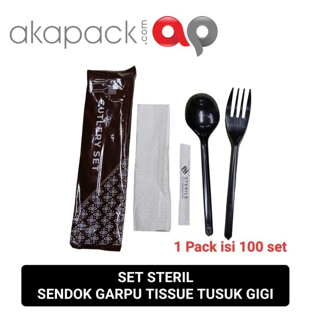Jual (100pc) SET Sendok Garpu Tissue Tusuk Gigi / Set steril plastik ...
