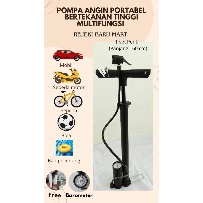 Jual POMPA ANGIN SEPEDA HITAM& SILVER/SEPEDA MOTOR/MOBIL/TABUNG ...