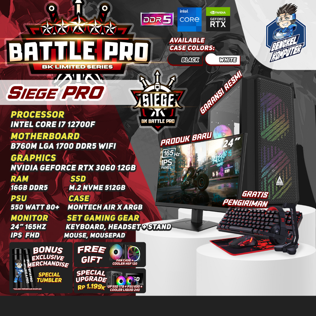 Jual PC BATTLE PRO SERIES | SIEGE PRO | i7 12700F - NVIDIA RTX 3060 ...