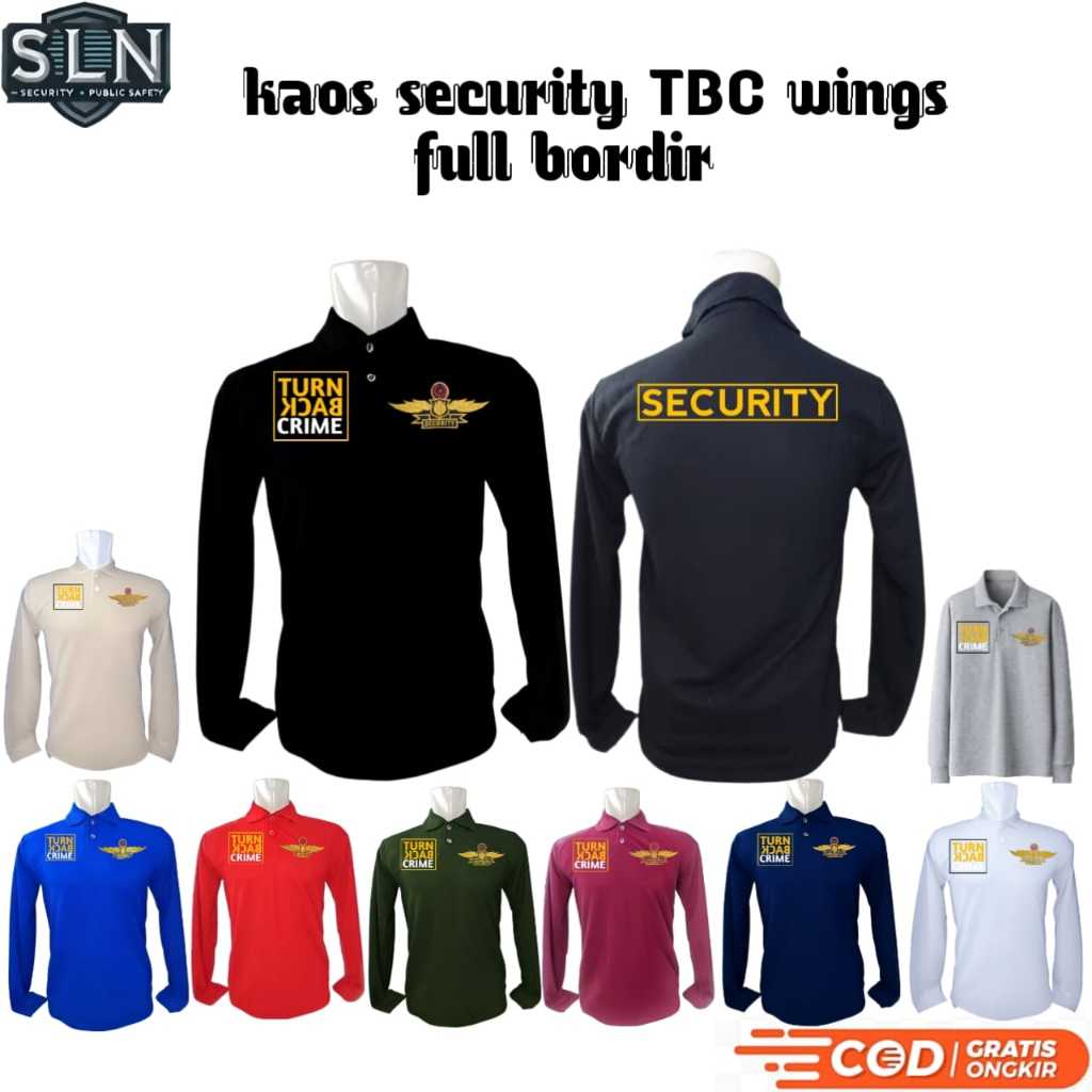 Jual KAOS SECURITY TURN BACK CRIME LOGO WINGS LENGAN PANJANG BORDIR ...