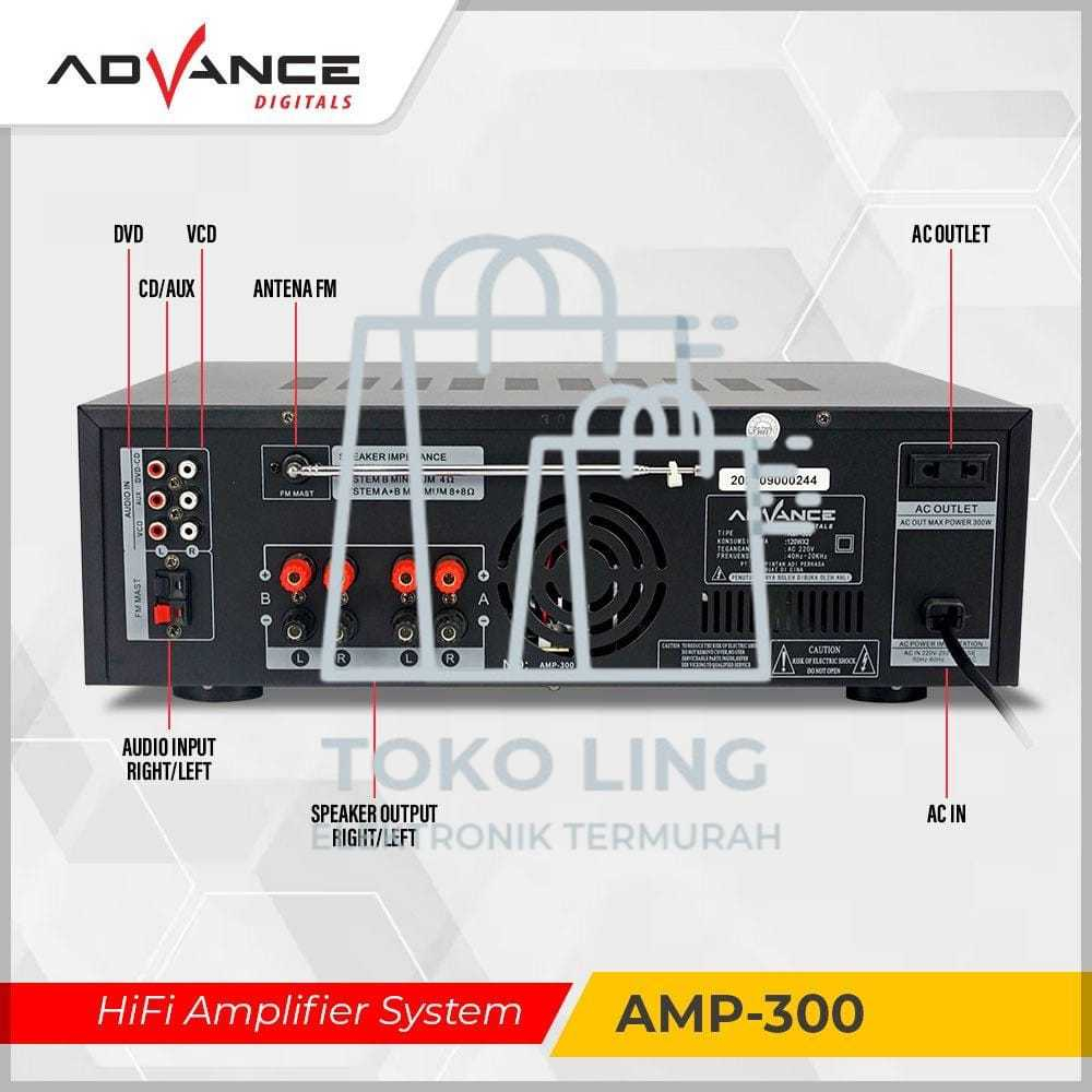 Jual ADVANCE AMP-300 High Fidelity Amplifier Sound System Ampli Karaoke ...