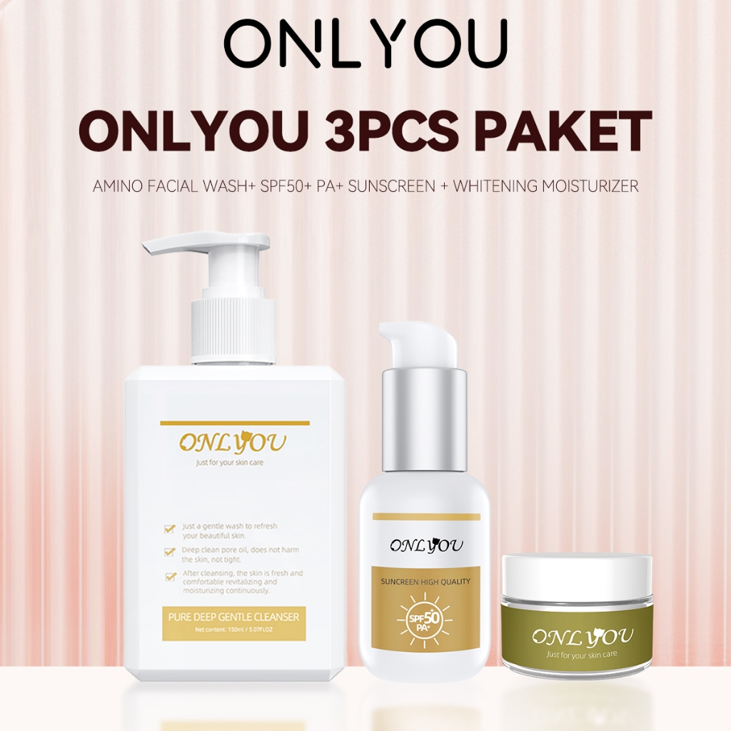Jual 【BPOM】ONLYOU MAKEUP 3PCS PAKET / ONLYOU Whitening moisturizer ...