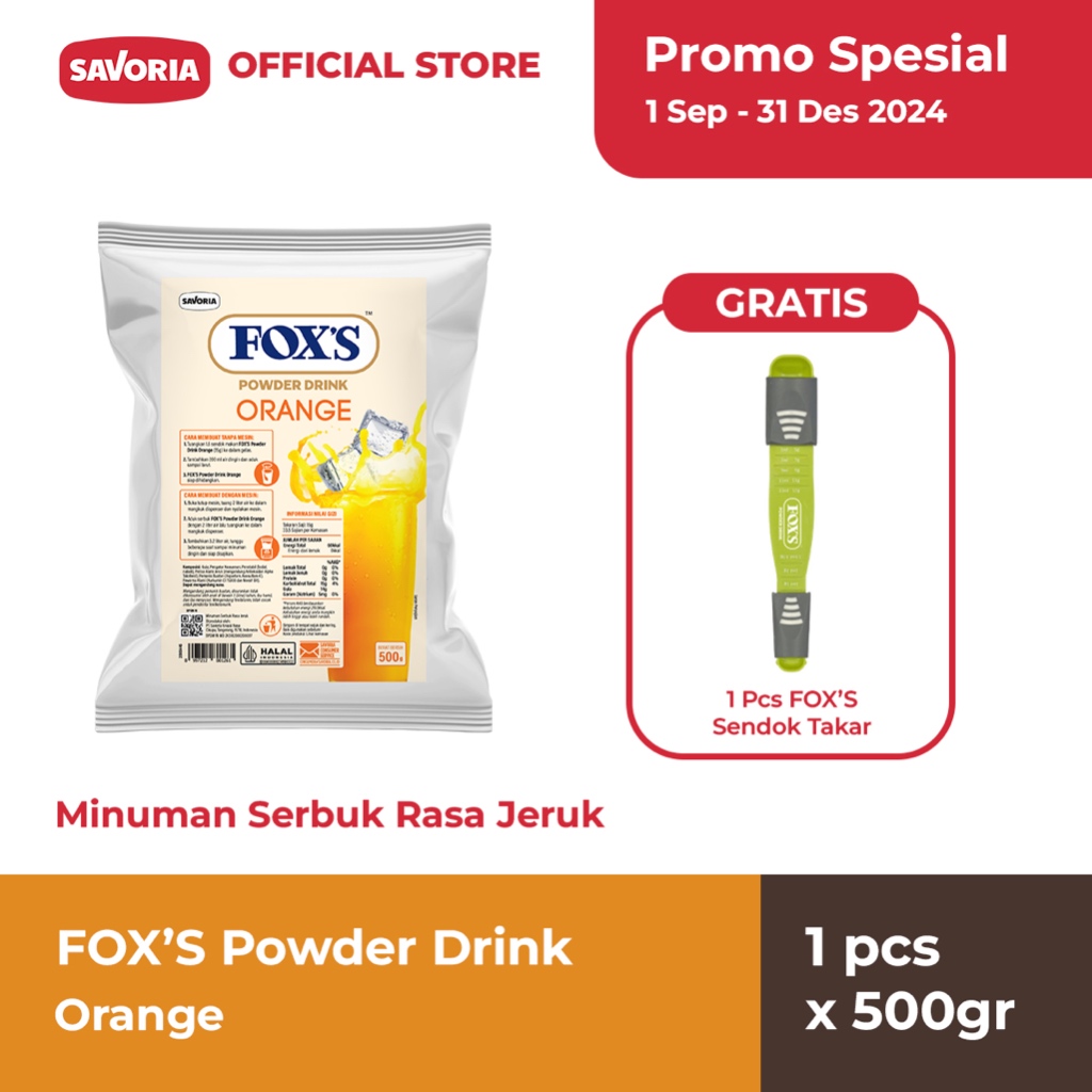 Jual FOX'S Orange Powder Drink 1 Pcs x 500g Free Sendok Takar | Shopee ...