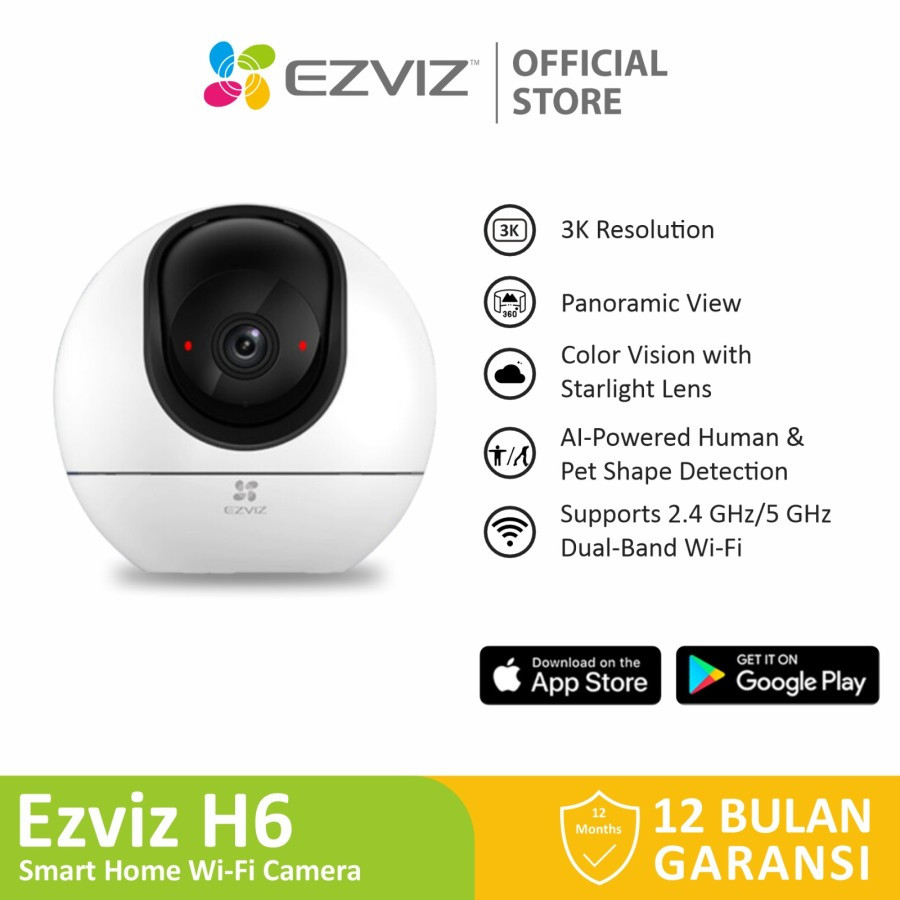 Jual EZVIZ H6 5MP 3K SMART HOME WIFI IP CAMERA CCTV INDOOR - 2WAY CALLING PAN TILT CCTV | Shopee ...