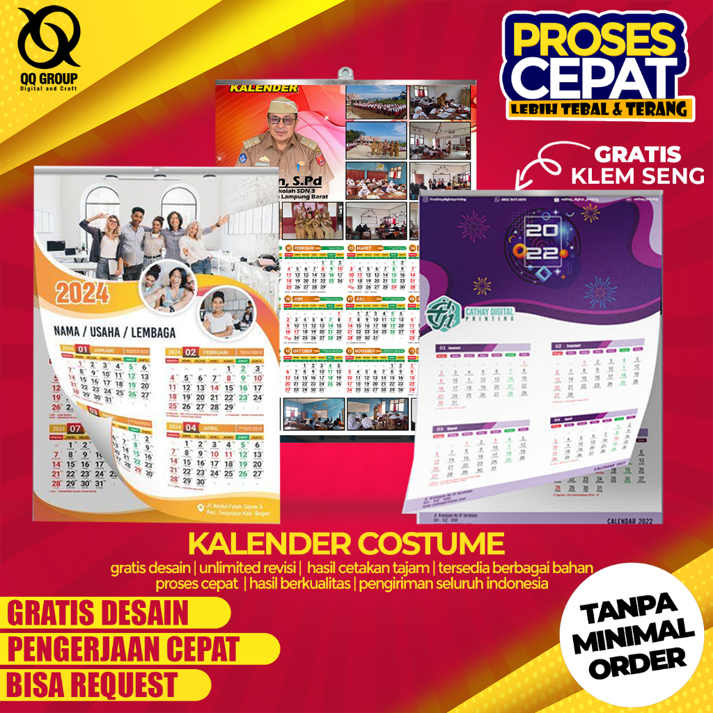 Jual Cetak Kalender Costume / Kalender Foto 2025 GRATIS DESAIN DAN KLEM ...