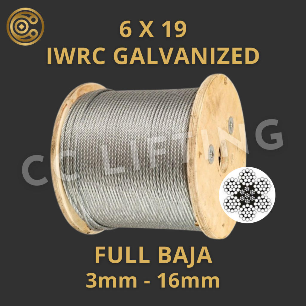 Jual Kawat Seling 12mm Full Baja Galvanis / Wire Rope 12mm 6x19 / Kawat Sling 12mm IWRC ...