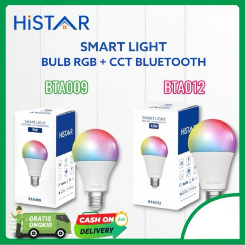 Jual BOHLAM LAMPU LED HISTAR SMART LIGHT BULB RGB + CCT BLUETOOTH 9WATT ...