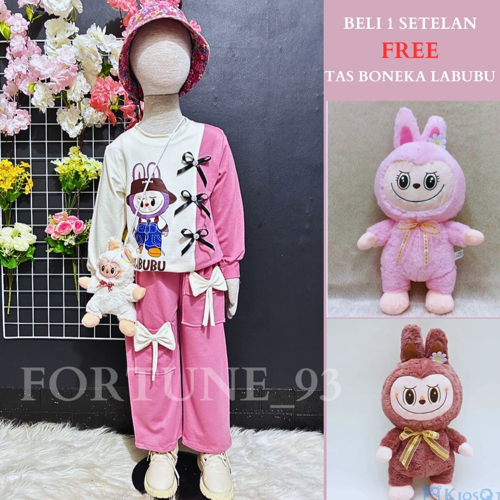 Jual ( FREE TAS LABUBU ) Stelan labubu anak perempuan import korean ...