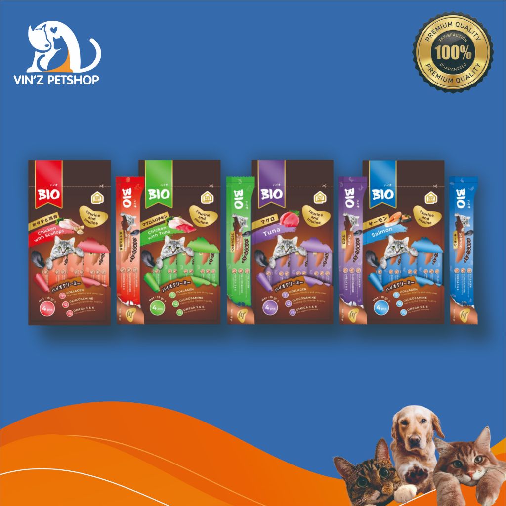 Jual Snack Kucing Bio Creamy Treats Cemilan kucing Bio Creamy Isi 4pcs ...