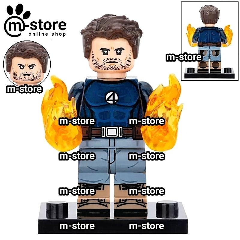 Jual brick deadpool wolverine johnny storm human torch mini toy figure ...
