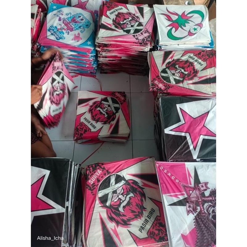 Jual Layangan Kertas sablon ukuran 58 1 pack isi 100 dan 50 pcs +bonus ...