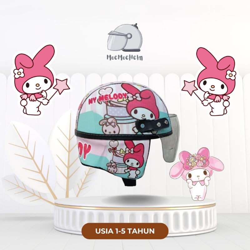 Jual Helm Anak 1 2 3 4 5 Tahun My Melody Kuromi Cinnamoroll mixue Lotso ...