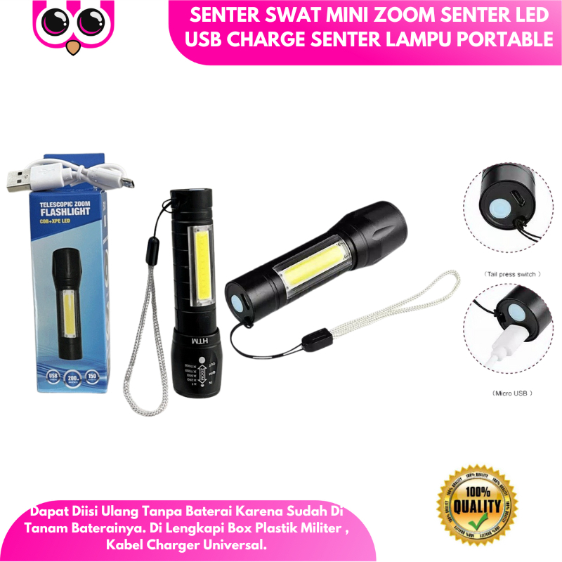 Jual SENTER SWAT MINI ZOOM SENTER LED USB CHARGE SENTER LAMPU PORTABLE | Shopee Indonesia