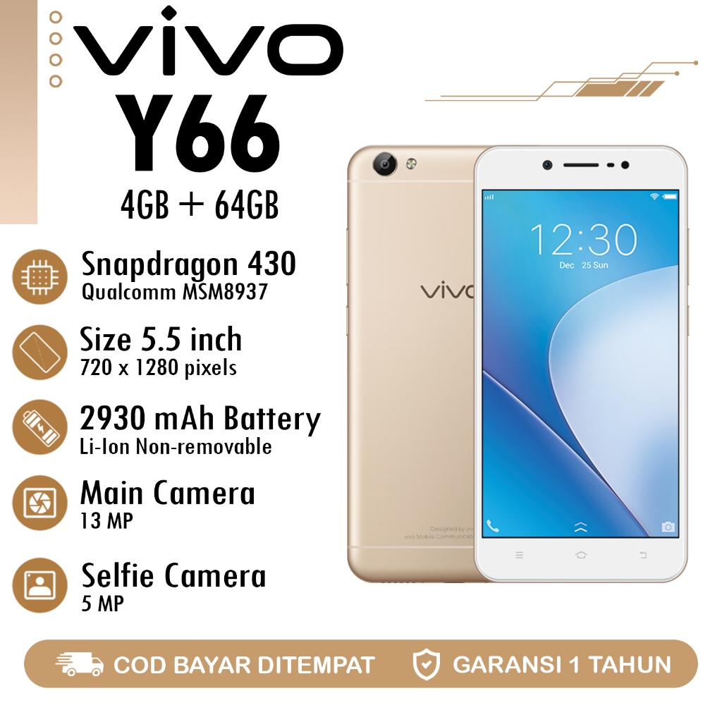 Jual HP VIVO Y66 4+64GB Hp Murah Smartphone Fullset Garansi 12 Bulan ...