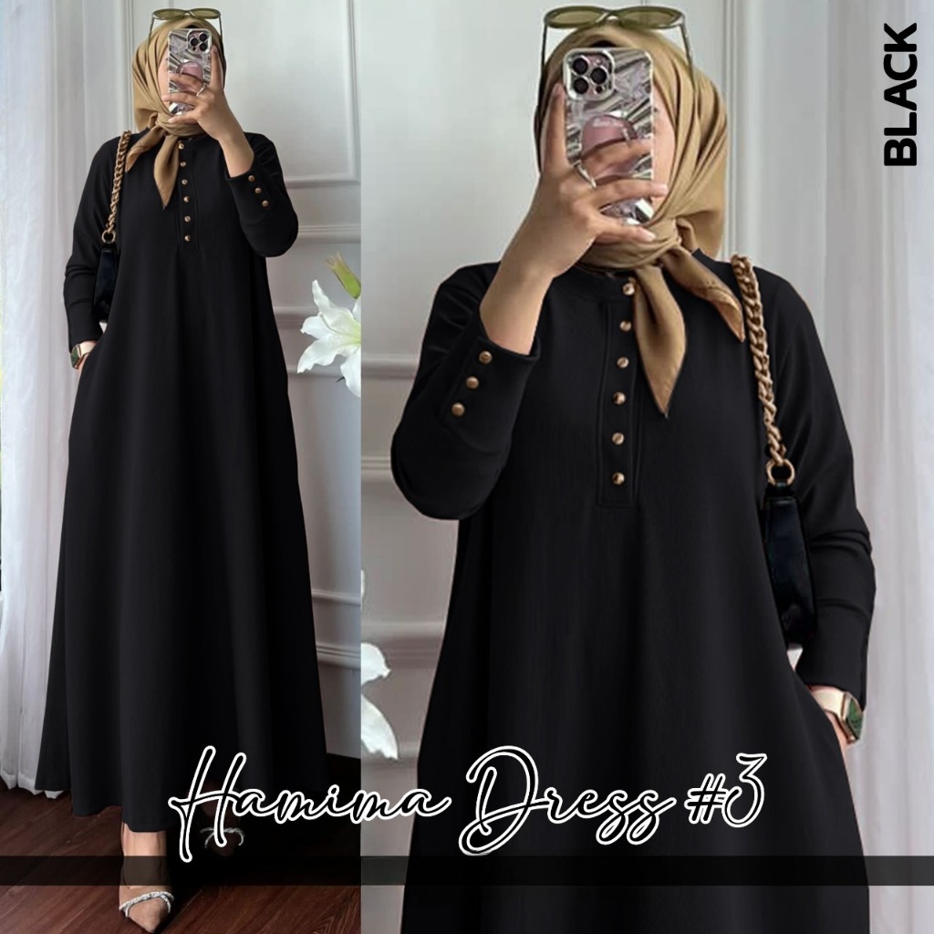Jual Hamima Dress Gamis Crinkle Premium Polos Busui Friendly Terbaru ...