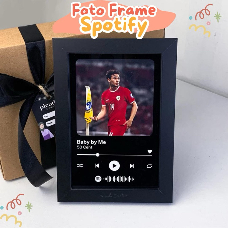 Jual WORDGIFT Ready langsung kirim Spotify Frame minimalis hitam putih ...
