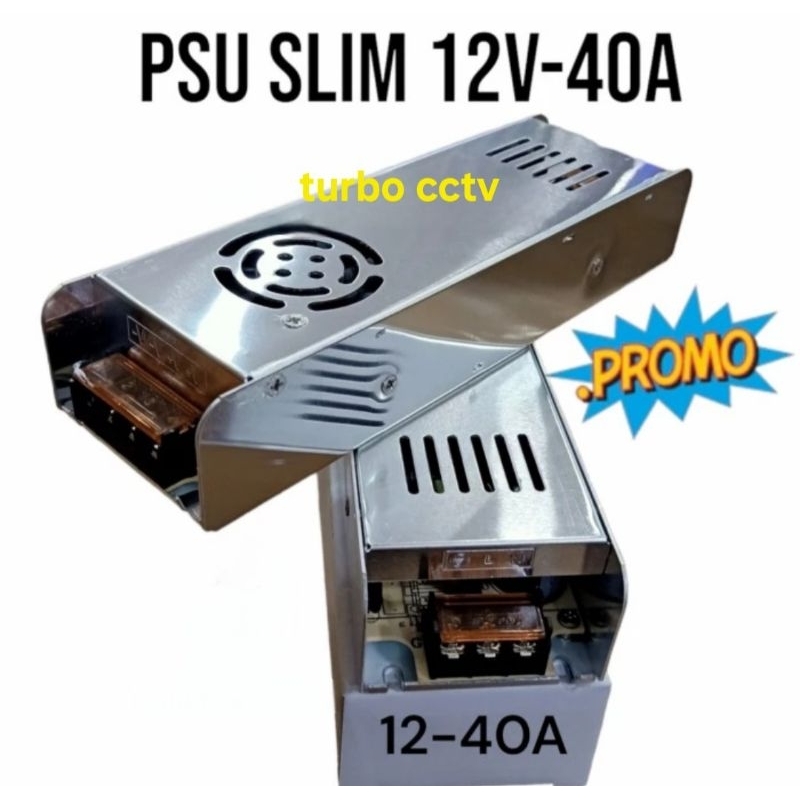 Jual power supply 12v 40a psu adaptor switching 12v 40a body slim ...