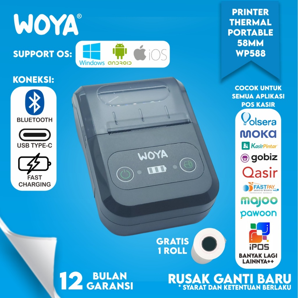 Jual WOYA PRINTER BLUETOOTH MINI THERMAL 58MM WOYA WP583 RPP02 - PRINTER KASIR PRINTER ALAMAT ...
