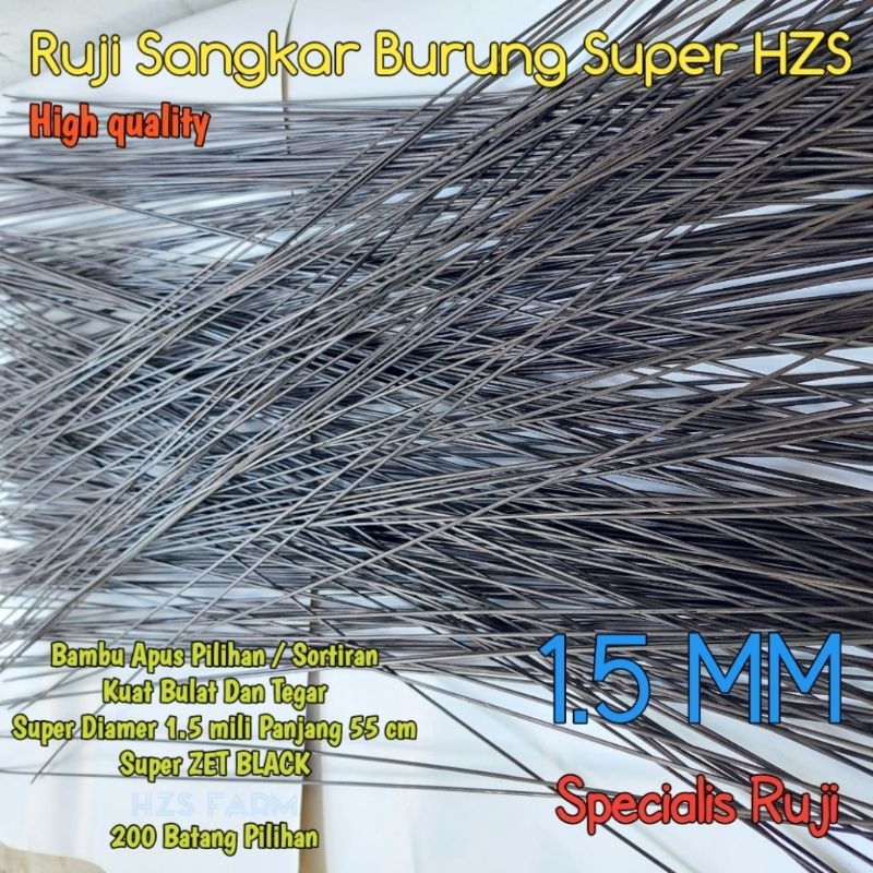 Jual 1.5 MM 55 CM Ruji Sangkar HZS ZET BLACK 200 Batang | Shopee Indonesia