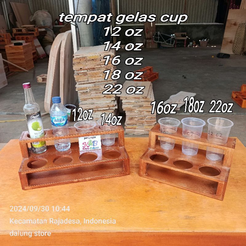 Jual rak botol kayu cup jus/pop ice/es teh/tempat botol minyak goreng ...