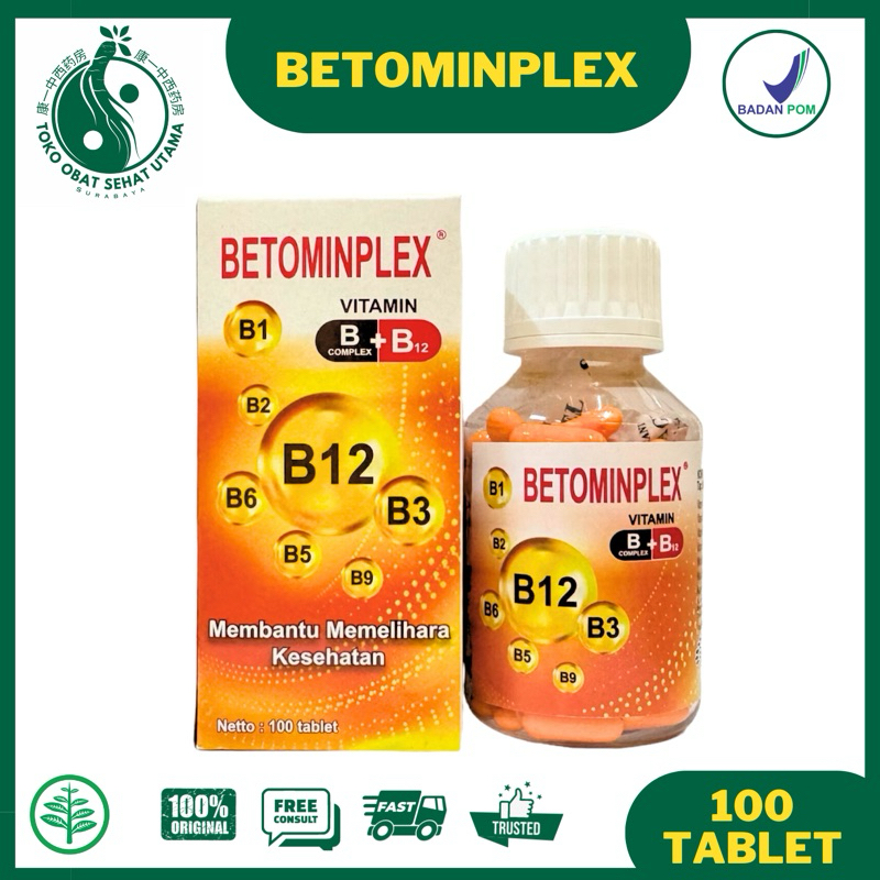 Jual BETOMINPLEX 100 KAPLET / Suplemen Vitamin B Kompleks + B12 ...