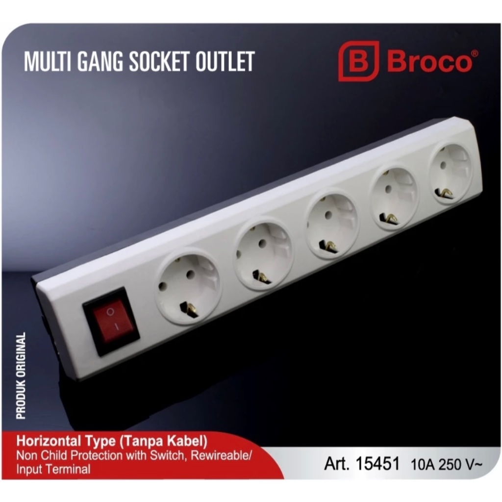 Jual Broco Stop Kontak + Saklar 5 Lubang Broco | Shopee Indonesia