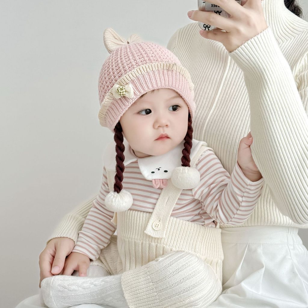 Jual Topi Rajut Newborn / Kupluk Kepang Bayi Anak Perempuan / Kupluk ...