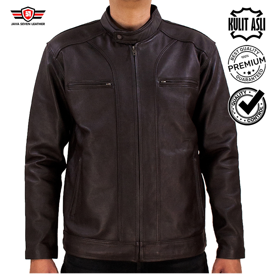 Jual Java 7 Leather Jacket kulit pria / Kulit domba premium / Coklat ...