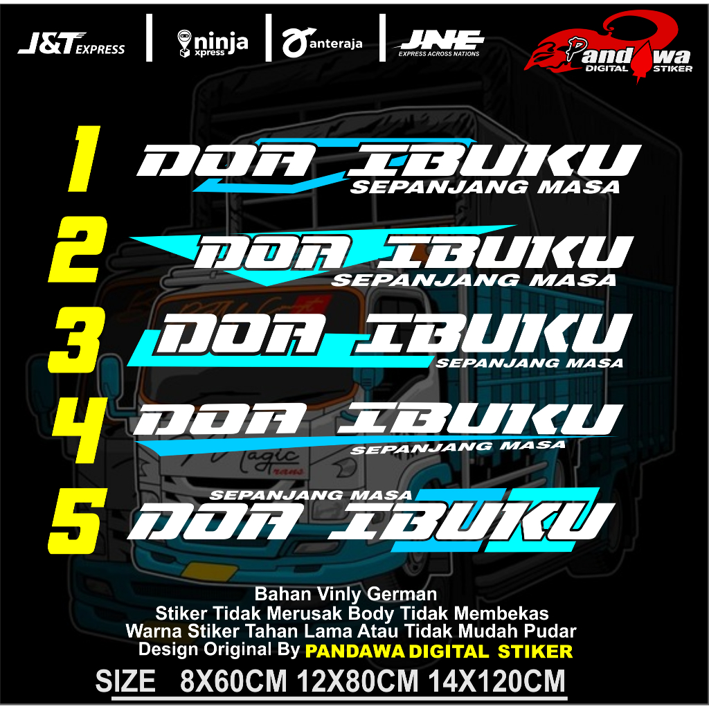 Jual Stiker Truk Doa ibuku Cutting Sticker Latin Kaca Depan mobil box ...