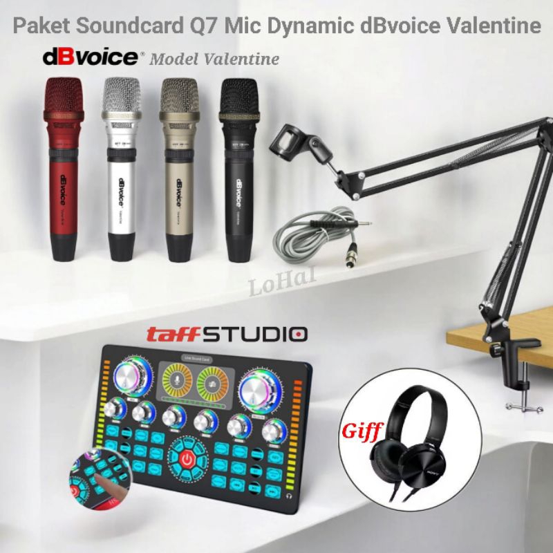 Jual Paket Soundcard Q7 Mic Dynamic dBvoice Valentine Stand Arm Live ...