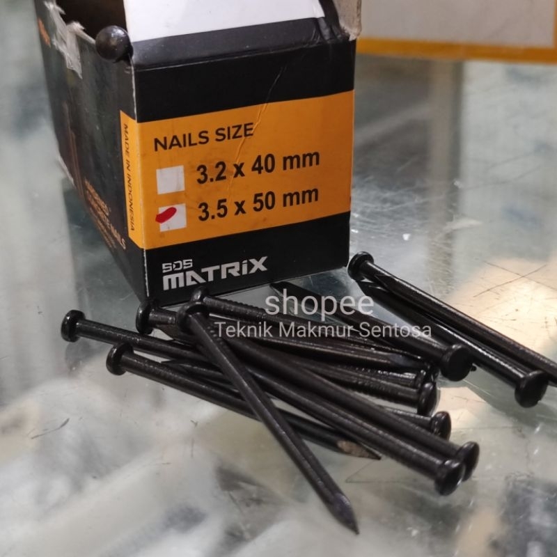 Jual Paku Beton Hitam 3,5 x 50 mm Nail Paku Tembok Dinding | Shopee ...