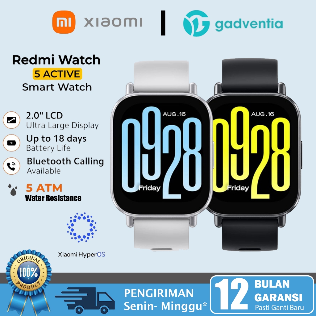 Jual Xiaomi Redmi Watch 5 Active 2.0'' Inch Smart Watch LCD Display ...